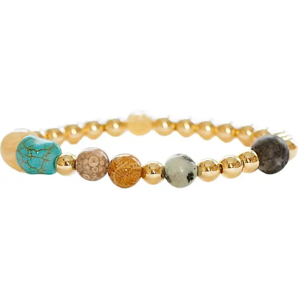 MARLYN SCHIFF Gemma Semiprecious Stone Beaded Bracelet - Gold Multi