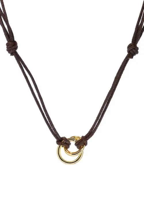 MARLYN SCHIFF Oakley Faux Leather Cord Pendant Necklace - Gold