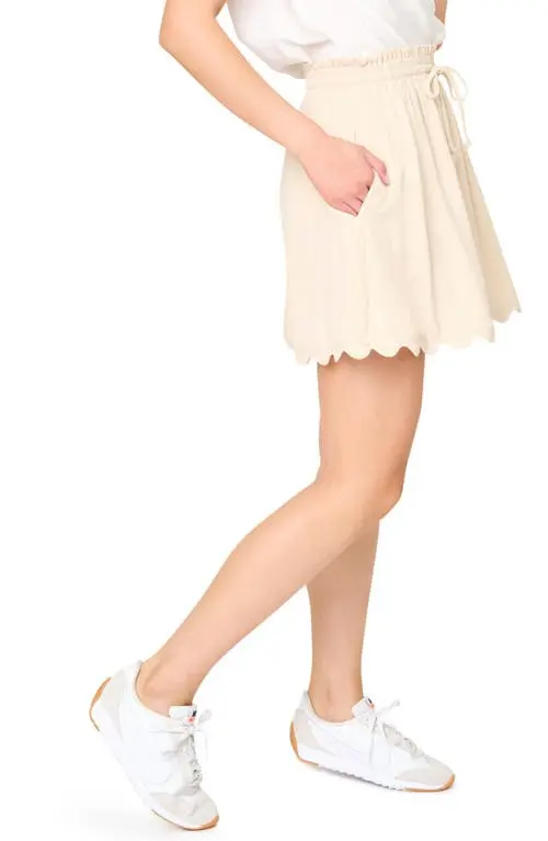 GIBSONLOOK Scalloped Hem Drawstring Mini Skirt
