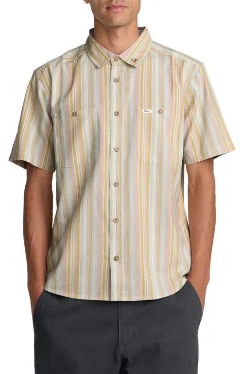 Rvca Talum Short Sleeve Button-up Shirt - Ceramic