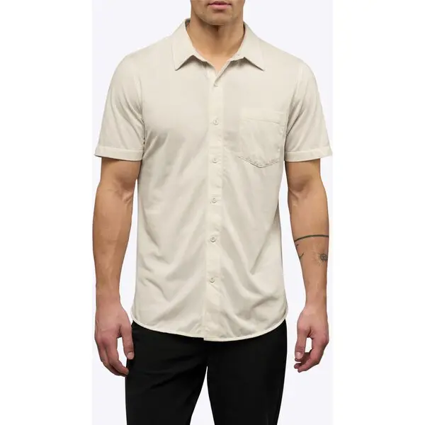 CUTS Ao Curved Hem Short Sleeve Button-up Shirt - Ivory