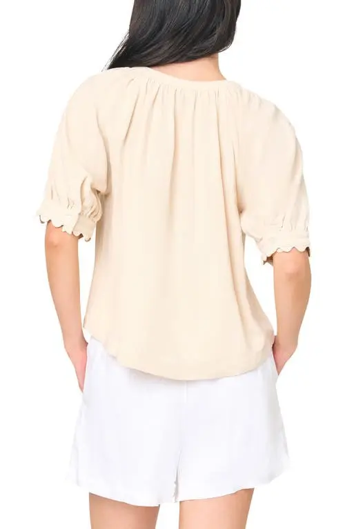 GIBSONLOOK Lily Scallop Sleeve Button-up Top - Natural