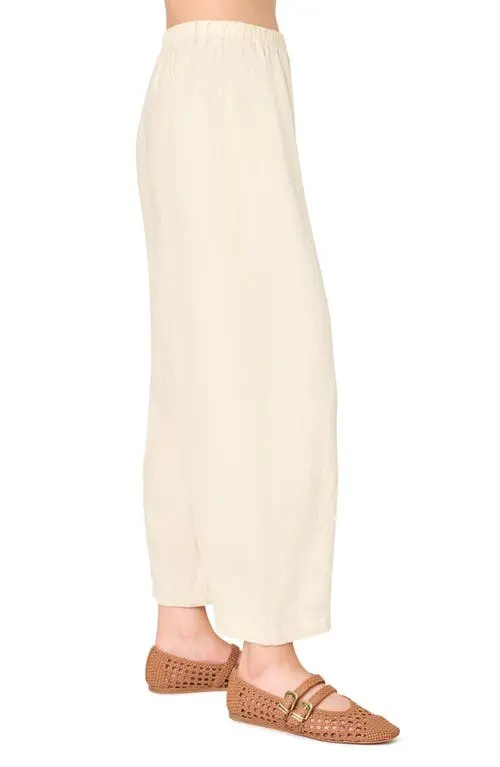 GIBSONLOOK Cropped Barrel Leg Cotton Pants - Natural
