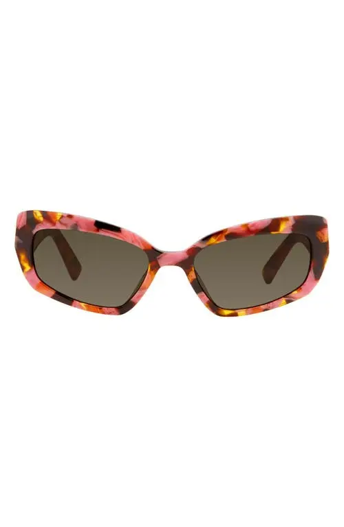 Kurt Geiger Rectangular Sunglasses With Embellished Logo - Havana/brown