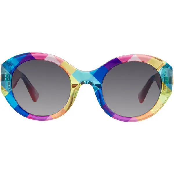 Kurt Geiger Oval Sunglasses With Gold Tone Embellishment - Pattern Multicolor/dark Grey
