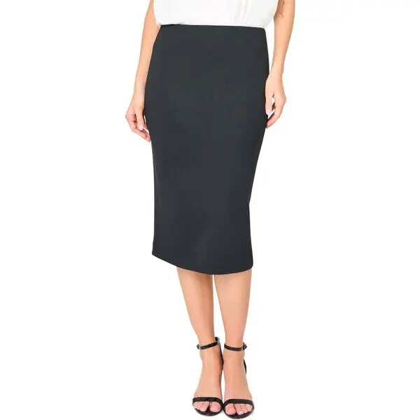 GIBSONLOOK Cotton Blend Structured Knit Pencil Skirt - Black
