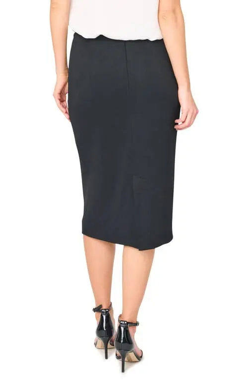 GIBSONLOOK Cotton Blend Structured Knit Pencil Skirt - Black