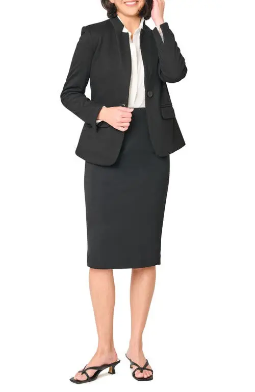 GIBSONLOOK Cotton Blend Structured Knit Pencil Skirt - Black