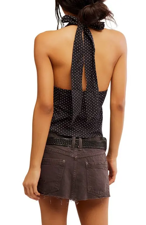 Free People Ramona Halter Crop Top In Polka Dot