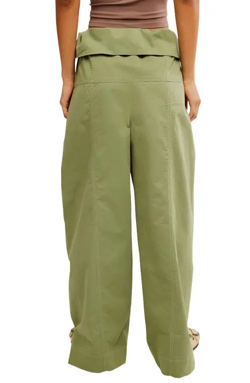 Free People Fisherman" High Rise Wide Leg Cotton Pants - Mistletoe