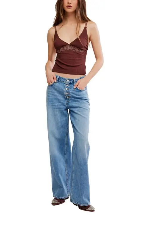 Free People Made You Blush" Ribbed Embroidered Cropped Tank - Fp Brunette