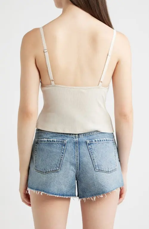 Free People Made You Blush" Ribbed Embroidered Cropped Tank - Oat Milk
