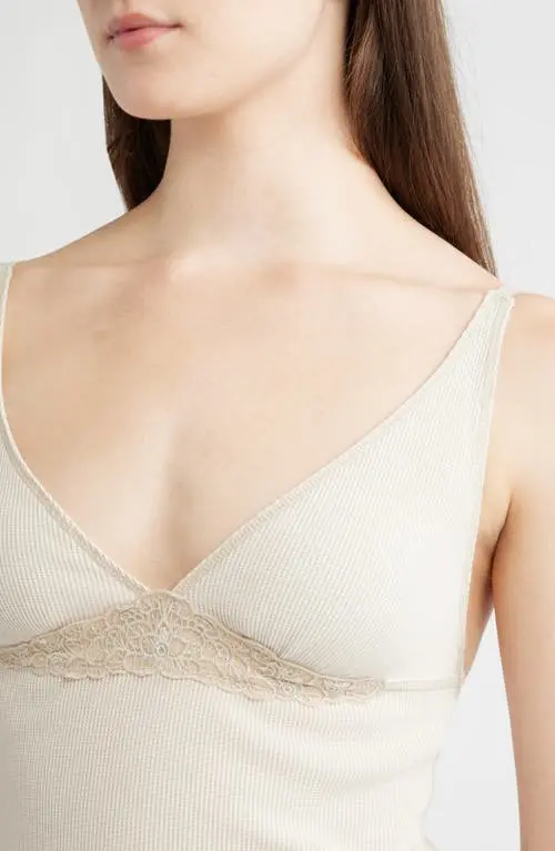Free People Made You Blush" Ribbed Embroidered Cropped Tank - Oat Milk