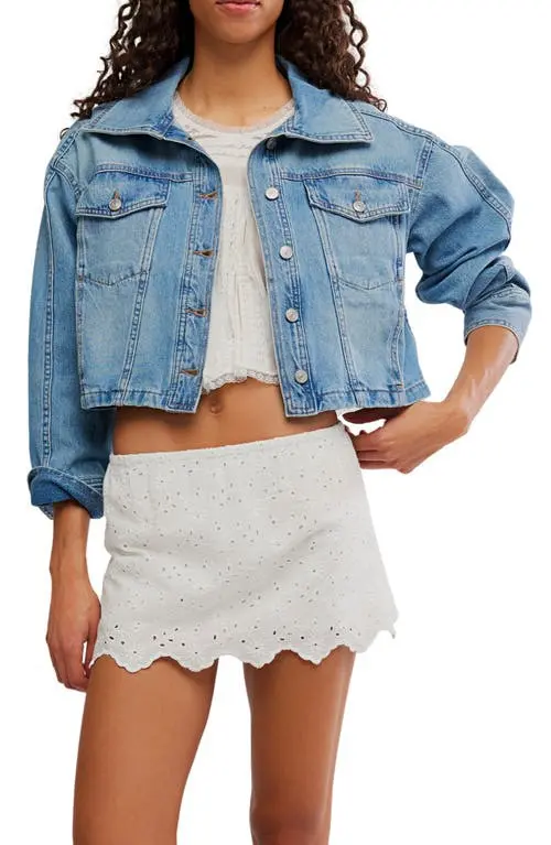 Free People Eyes On You Floral Eyelet Embroidered Miniskort - Ivory