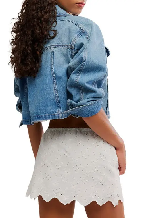 Free People Floral Eyelet Embroidered Miniskort - Ivory