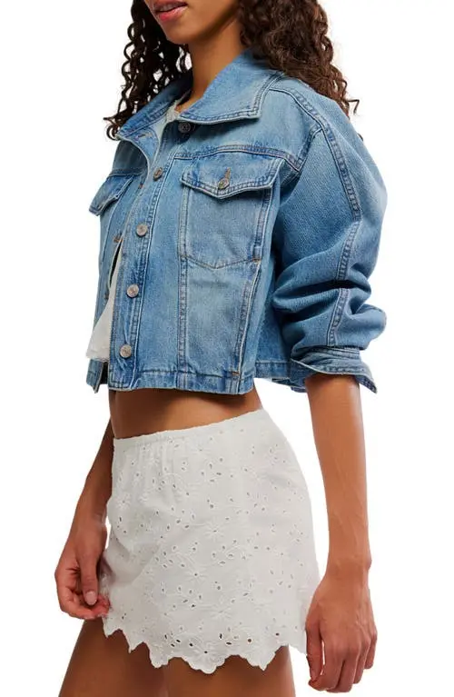 Free People Floral Eyelet Embroidered Miniskort - Ivory