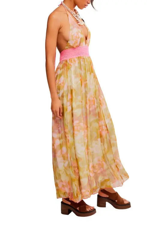 Free People Haze Print Wide Leg Halter Jumpsuit