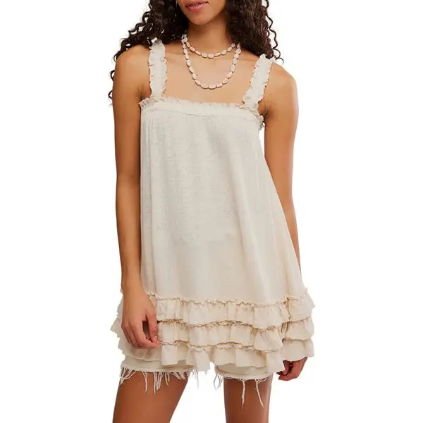 Free People Spring Tide Ruffle Tunic Top - Tea