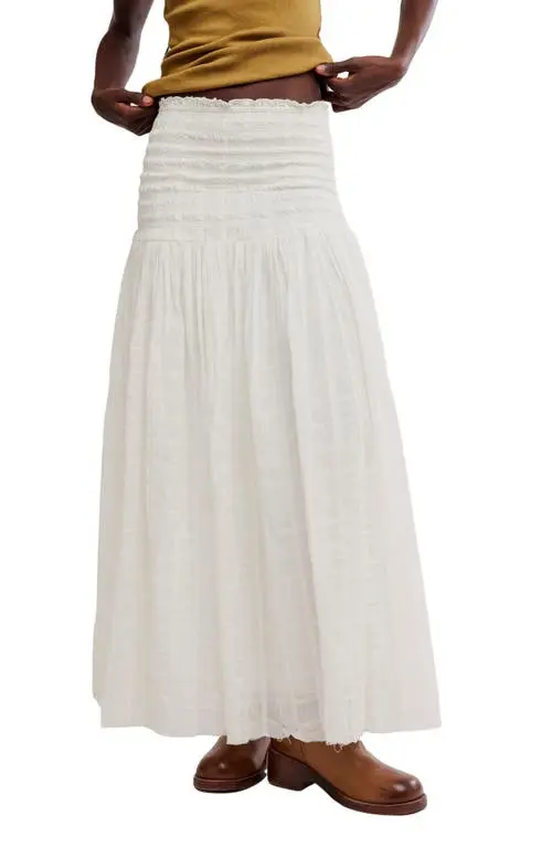 Free People Raven Smocked Maxi Skirt - Ivory
