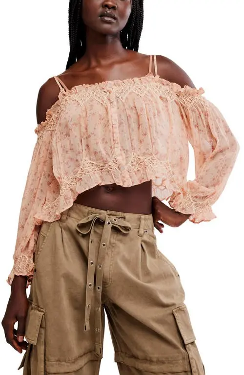 Free People Marlow Cold Shoulder Button-up Top - Pink Combo