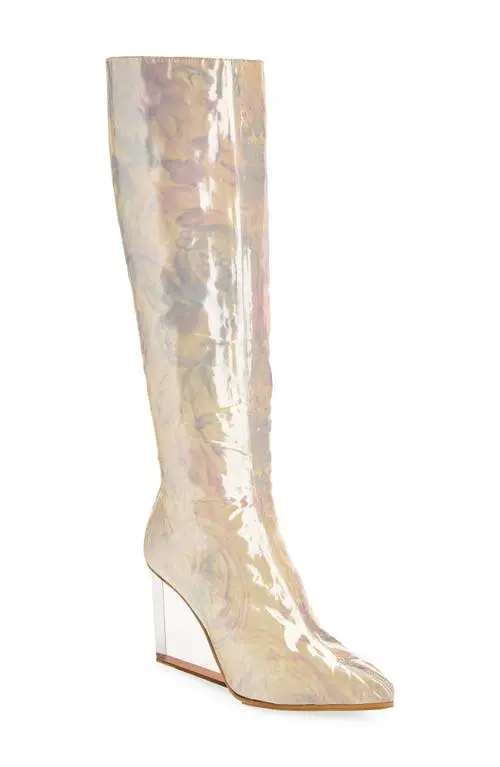 MAISON MARGIELA Tabi Claw Plexi Knee High Boot - Metallic Silver