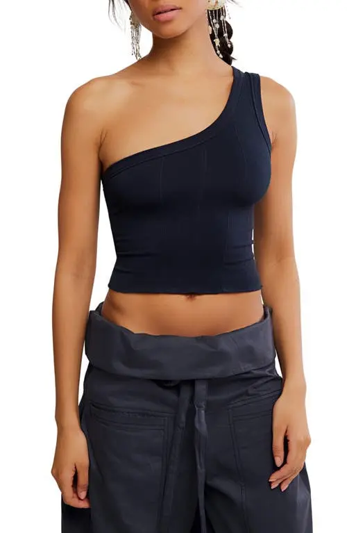 Free People So Soft One-shoulder Crop Tank - Black