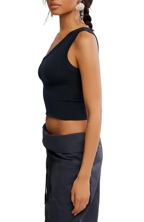 Free People One-shoulder Cropped Tank - Black