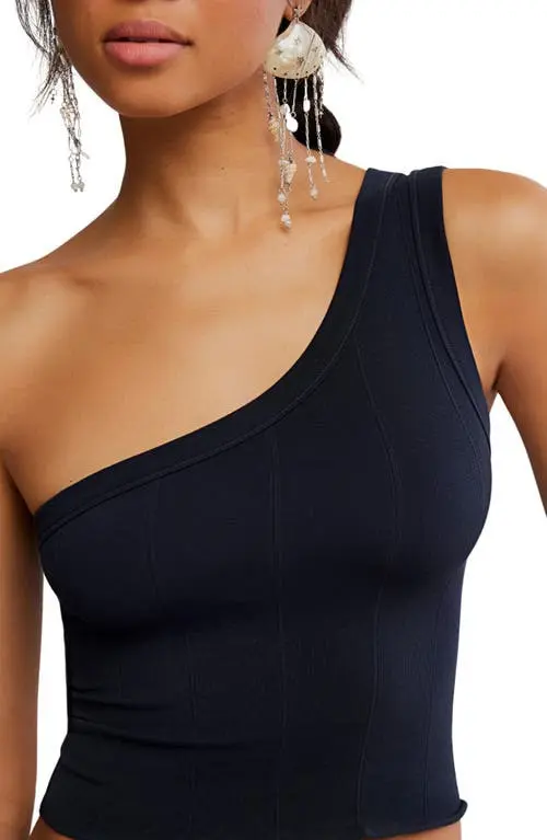 Free People One-shoulder Cropped Tank - Black