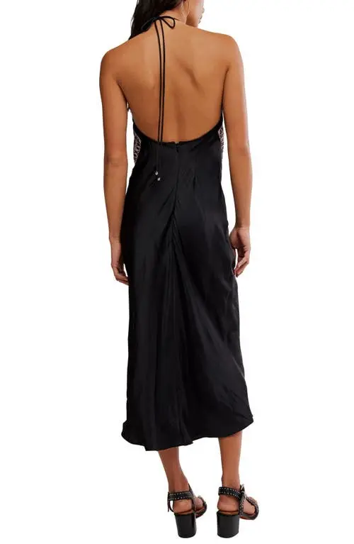 Free People Citrine Halterneck Midi Dress - Raven Combo