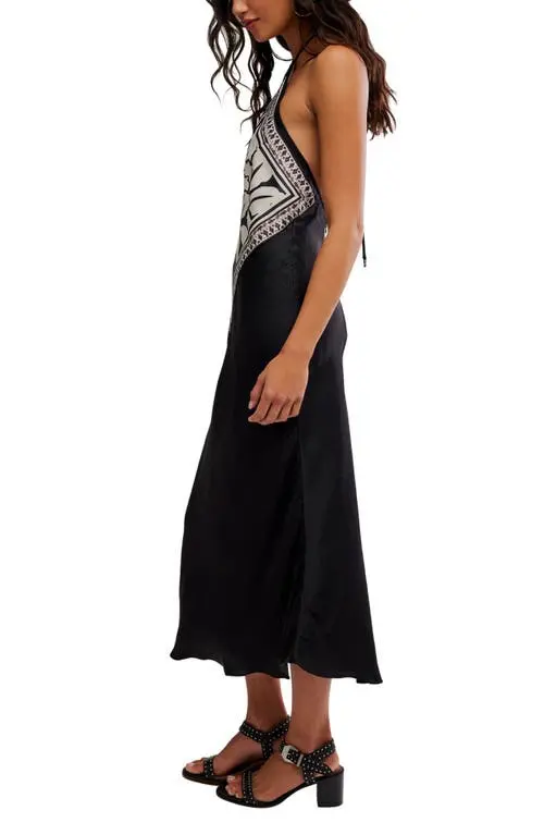 Free People Citrine Halterneck Midi Dress - Raven Combo
