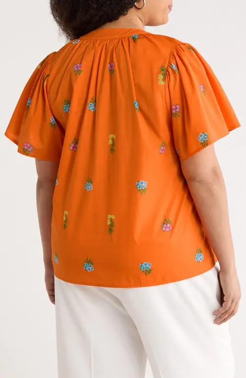 SUGARLIPS Floral Cotton Split Neck Top