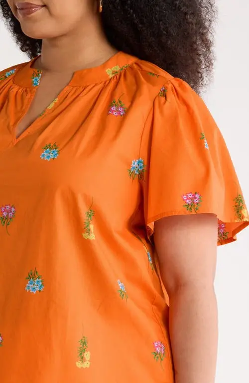 SUGARLIPS Floral Cotton Split Neck Top