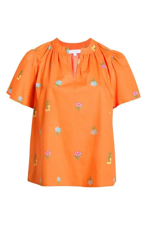 SUGARLIPS Floral Cotton Split Neck Top