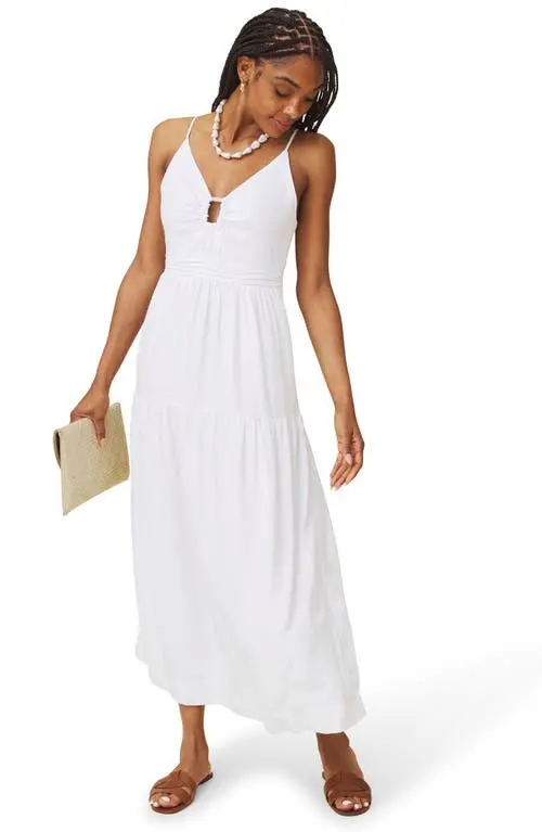 Splendid Sleeveless Tiered Maxi Dress - White