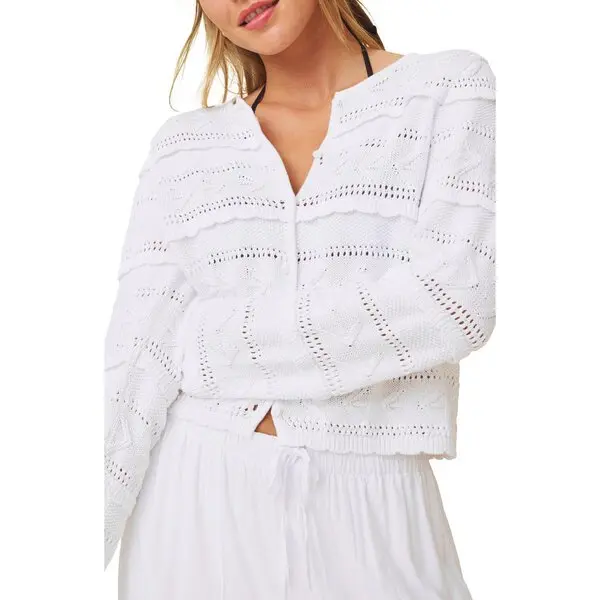 Splendid Giovanna Open Stitch Cardigan - White