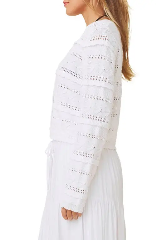 Splendid Giovanna Open Stitch Cardigan - White