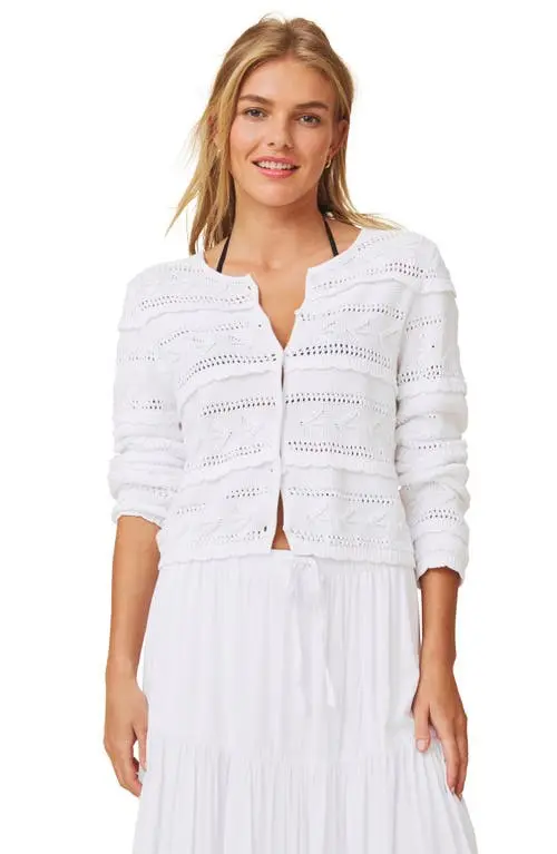 Splendid Giovanna Open Stitch Cardigan - White