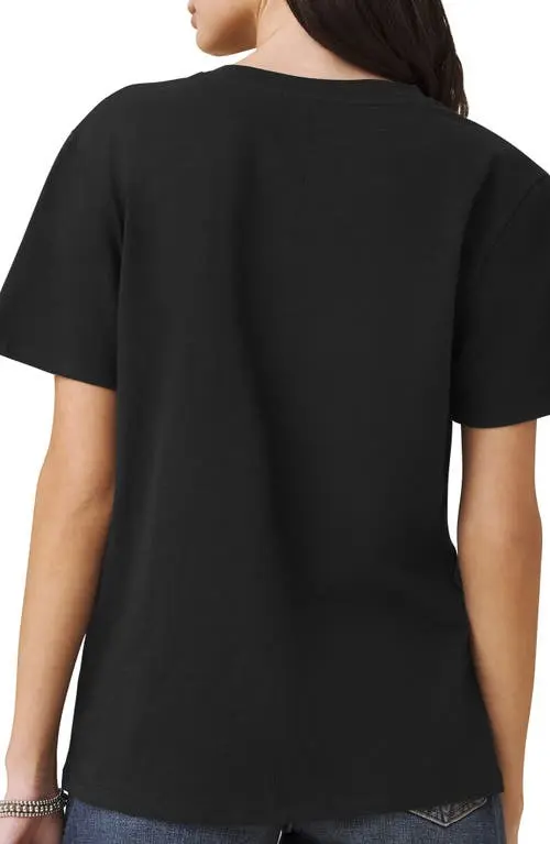 Splendid Louisa Boyfriend Fit V-neck Cotton T-shirt - Black