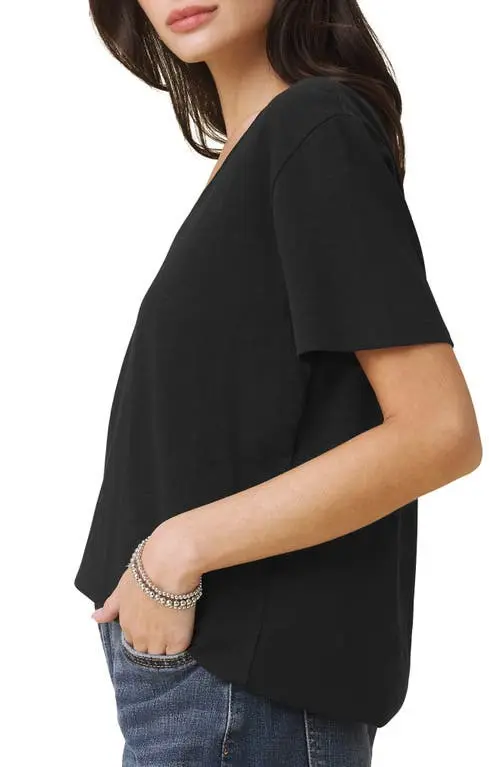 Splendid Louisa Boyfriend Fit V-neck Cotton T-shirt - Black