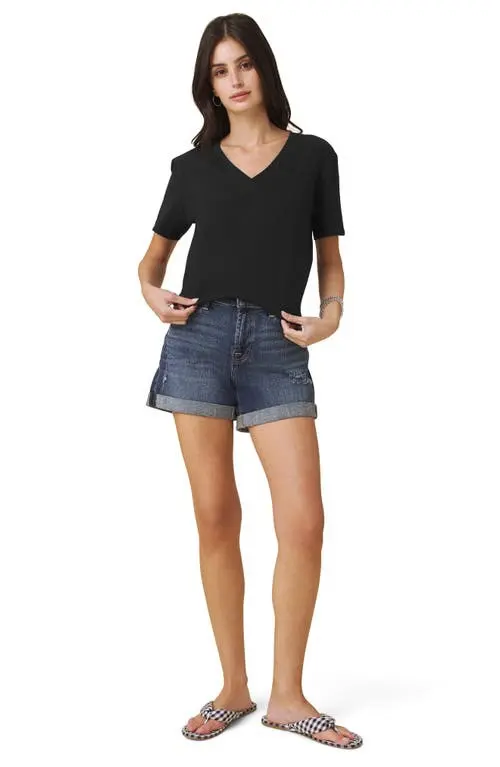 Splendid Louisa Boyfriend Fit V-neck Cotton T-shirt - Black