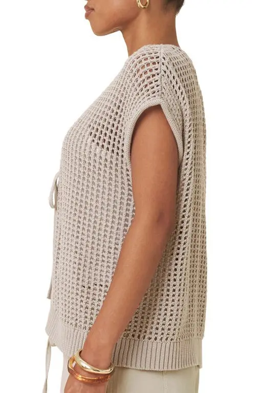 Splendid Simona Tie Front Short Sleeve Cardigan - Light Fawn Brown