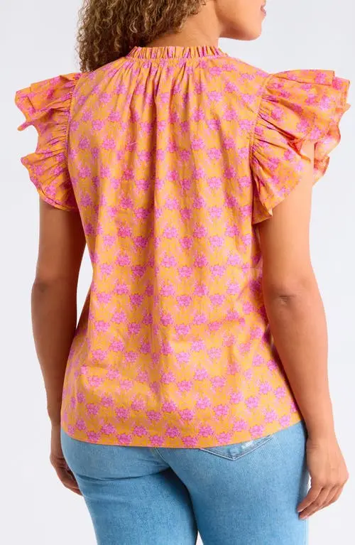 SUGARLIPS Risette Floral Tiered Ruffle Sleeve Top