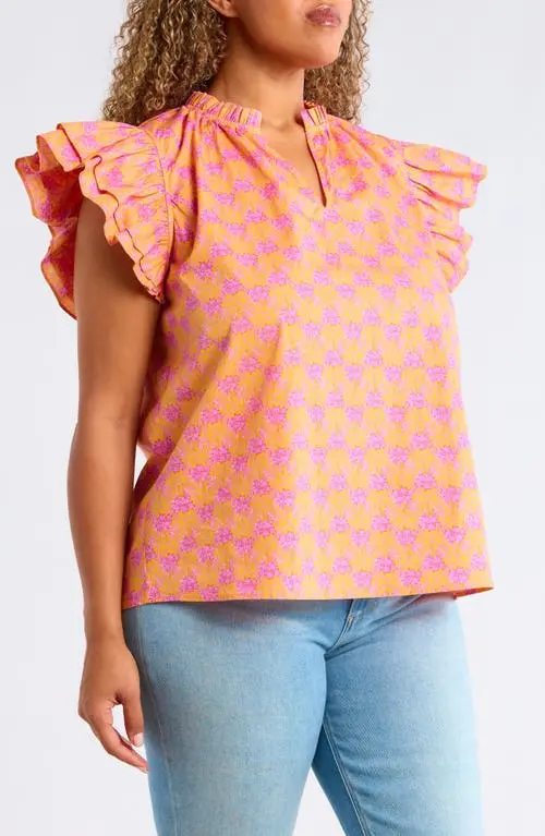 SUGARLIPS Risette Floral Tiered Ruffle Sleeve Top