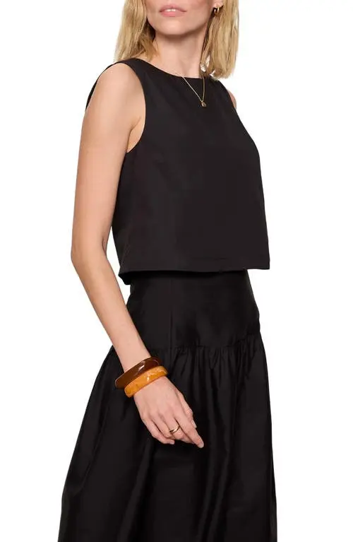 Sanctuary Sleeveless Jewel Neck Cotton Crop Top