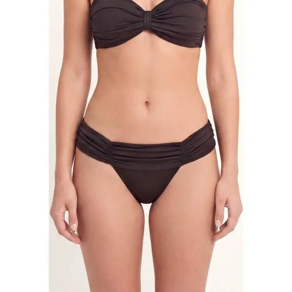 NUAJE NUAJE Ariel Ruched Bikini Bottom - Brown