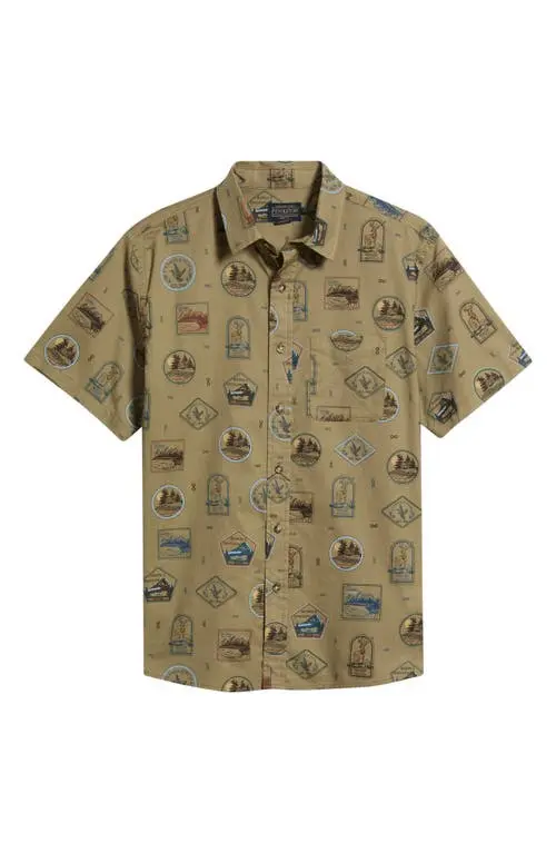 Pendleton Shoreline Short Sleeve Cotton Button-up Shirt - Icon Patch Olive