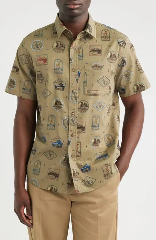 Pendleton Shoreline Short Sleeve Cotton Button-up Shirt - Icon Patch Olive