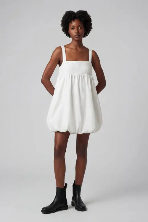NUAJE NUAJE Brea Tie Back Bubble Dress - White