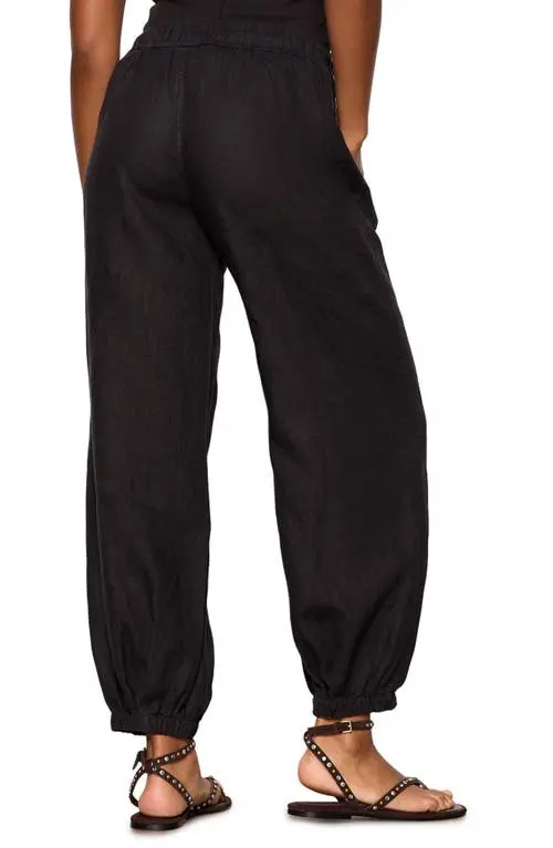 Sanctuary Melody Drawstring Linen Balloon Pants - Black