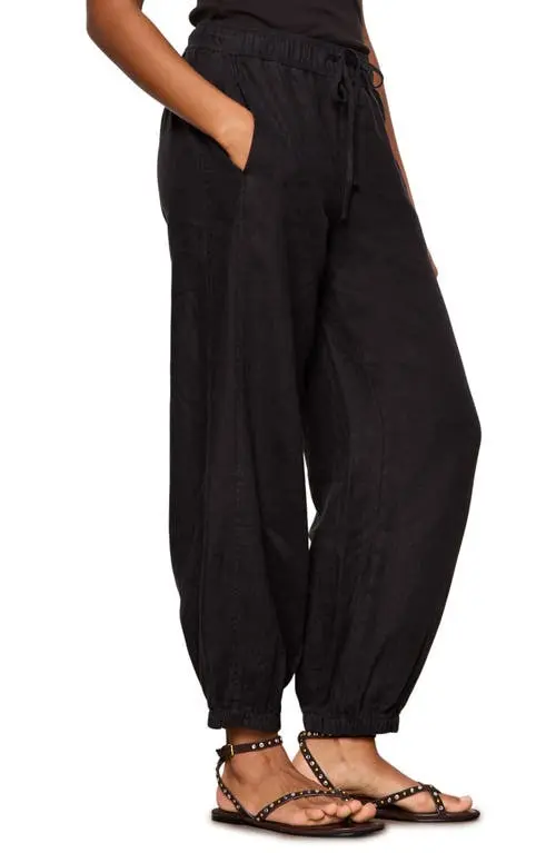 Sanctuary Melody Drawstring Linen Balloon Pants - Black
